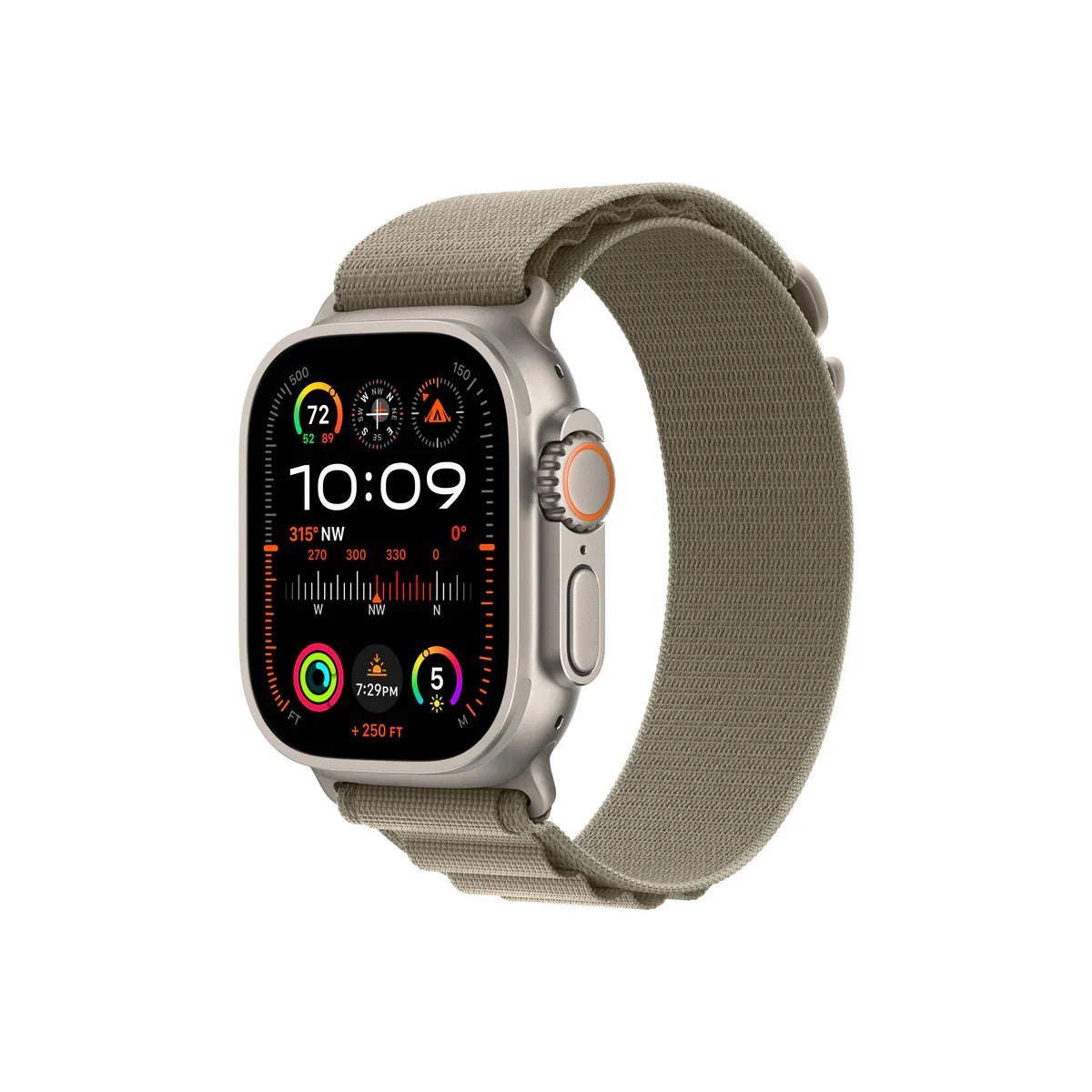 Apple Watch Ultra2 Cellular, 49mm Titanium Case with Olive Alpine Loop ...